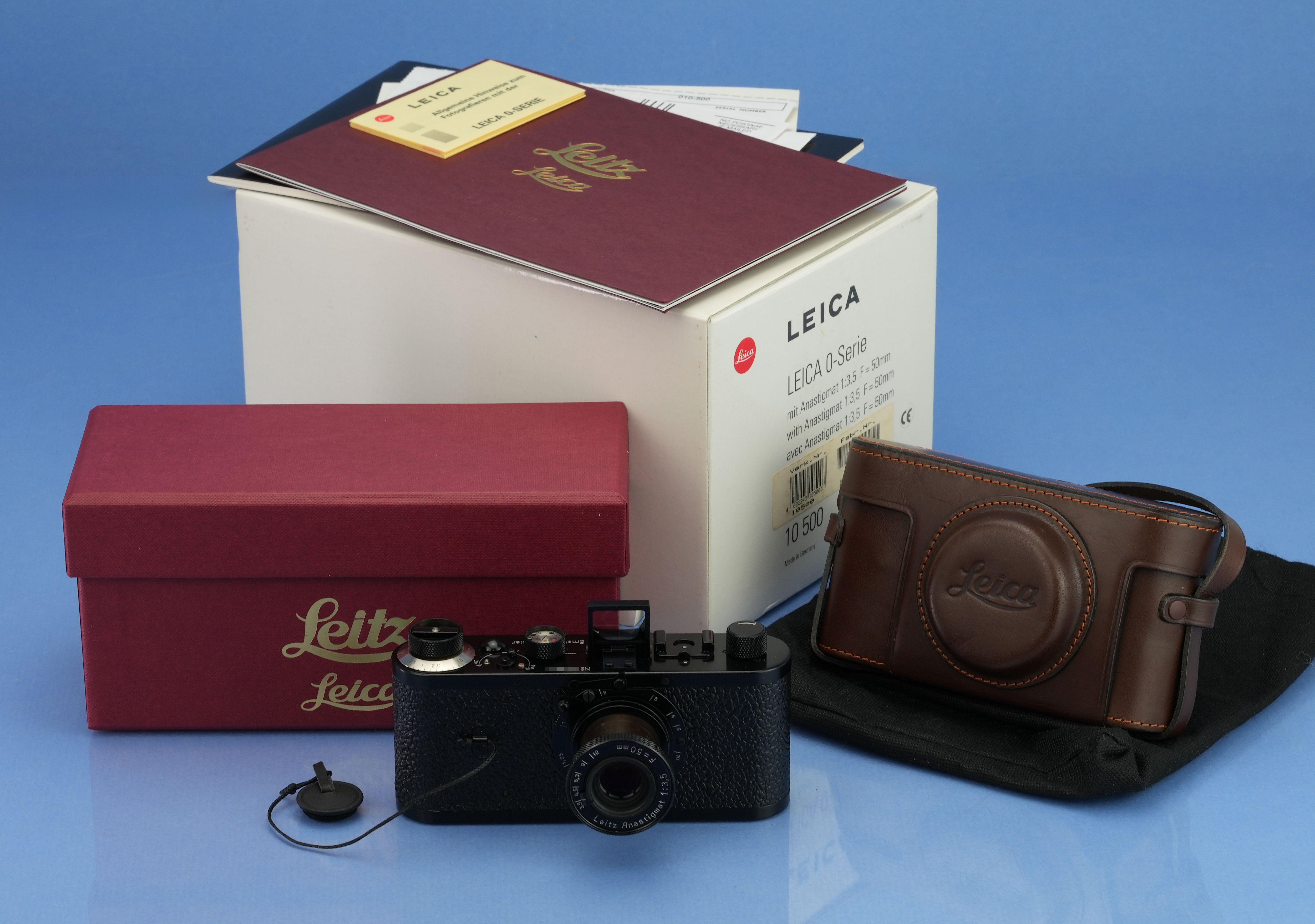 LEICA LEITZ O 0 SERIES 10500 JAHRE CAMERA SET +50MM ANASTIGMAT + MINT ...