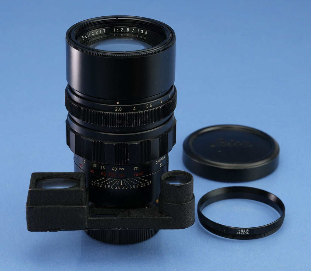 LEICA 135MM ELMARIT F2.8 M LENS W/EYES CANADA 11827 +CAPS +14161 RED S ...