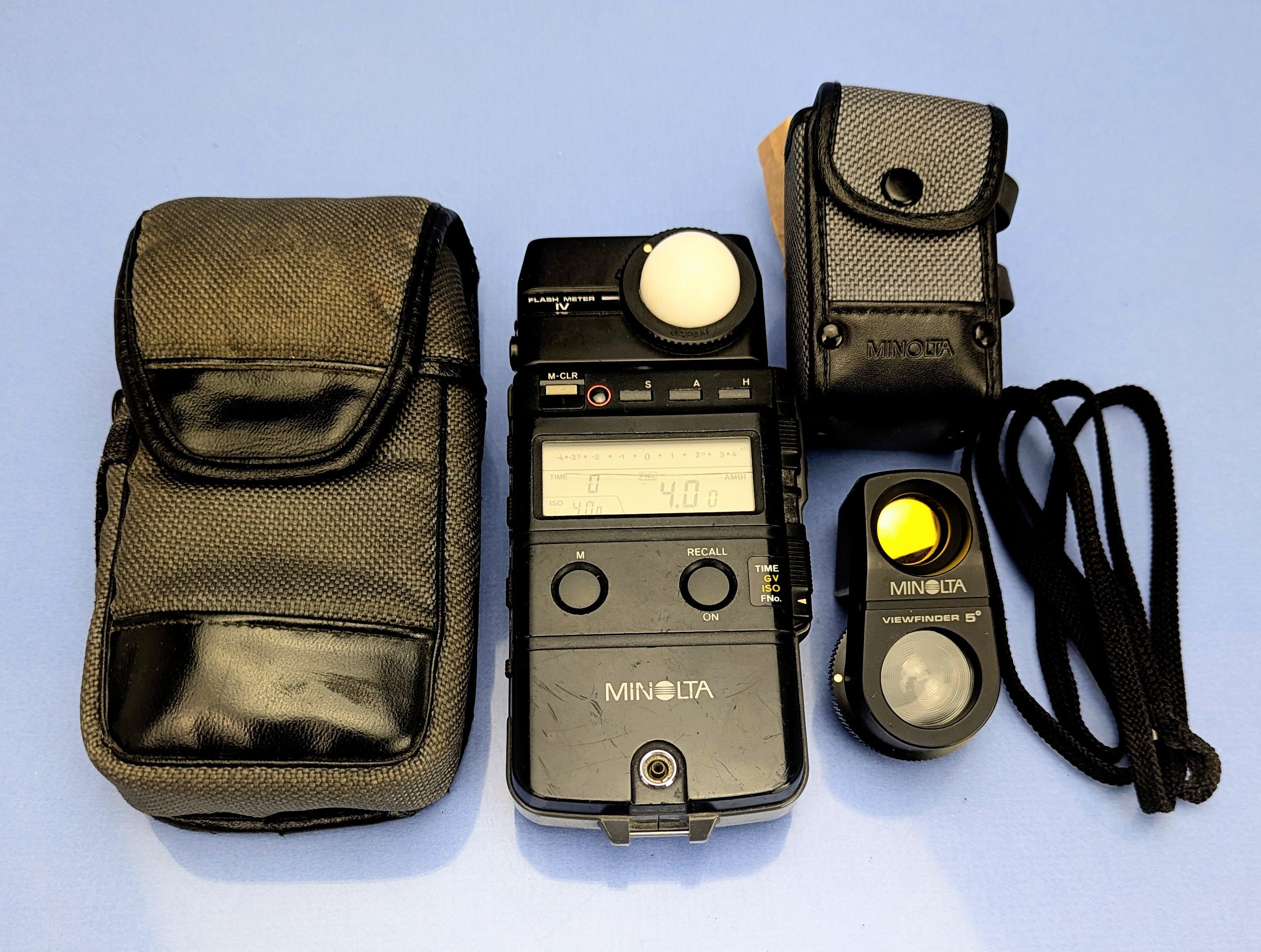 MINOLTA FLASH METER IV +VIEWFINDER 5° ATTACHMENT +CASES +STRAP ...